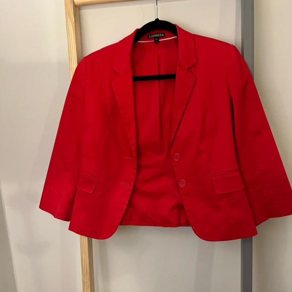 Express | Jackets & Coats | Red Express Blazer 34 Sleeves | Poshmark